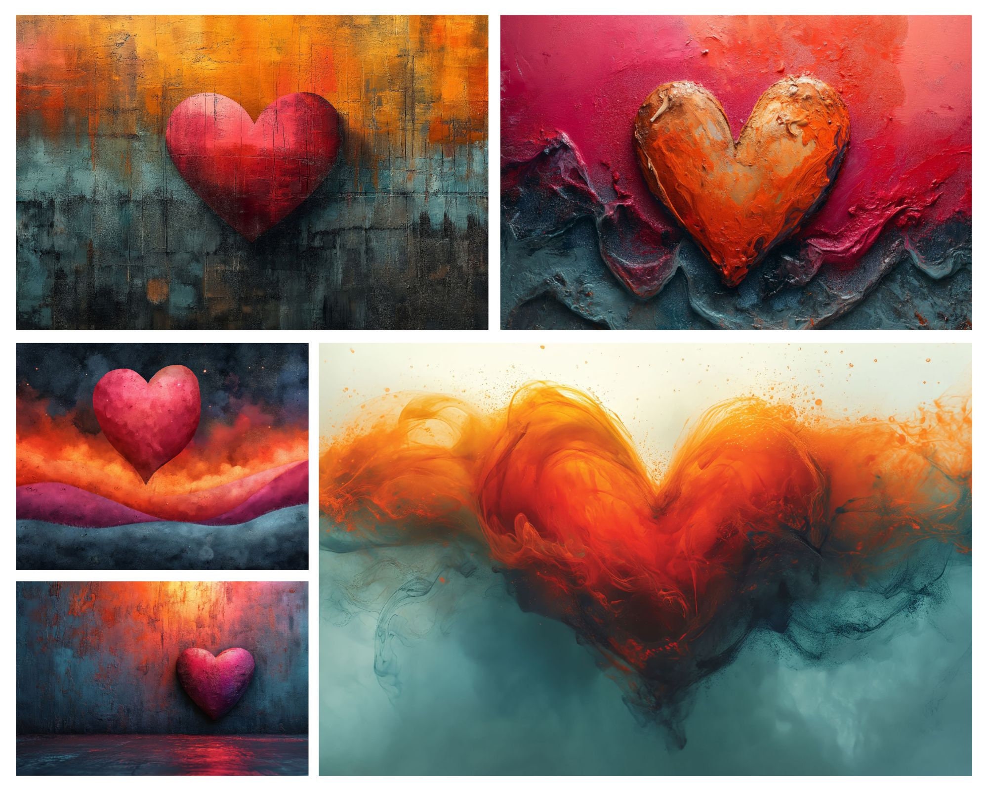 90 Valentine's Day Cards Without Text SET 7, Valentine's Day Art ...