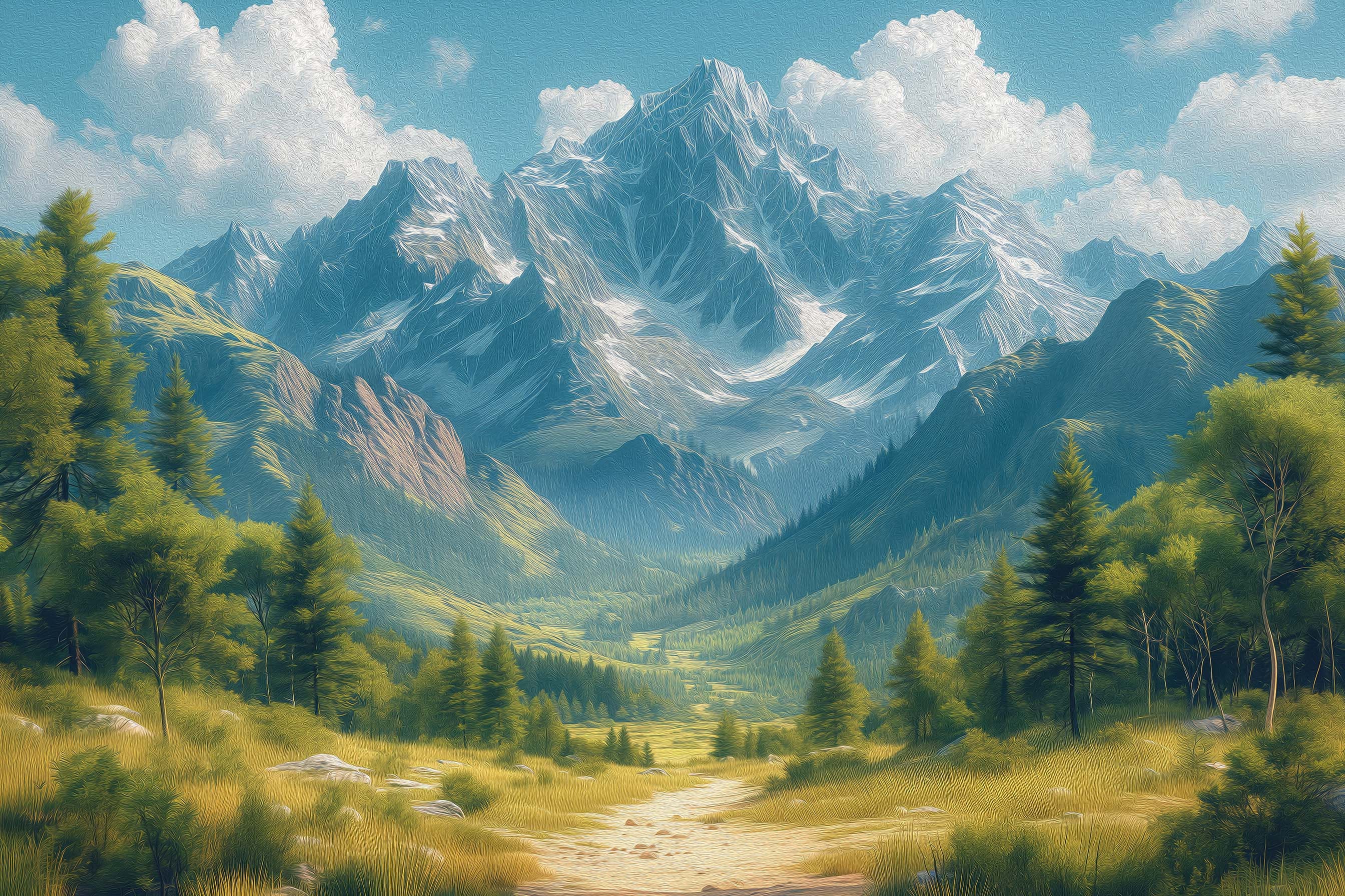 Printable 10 Mountain Landscape Oil Painting, Mountain Landscape Art ...