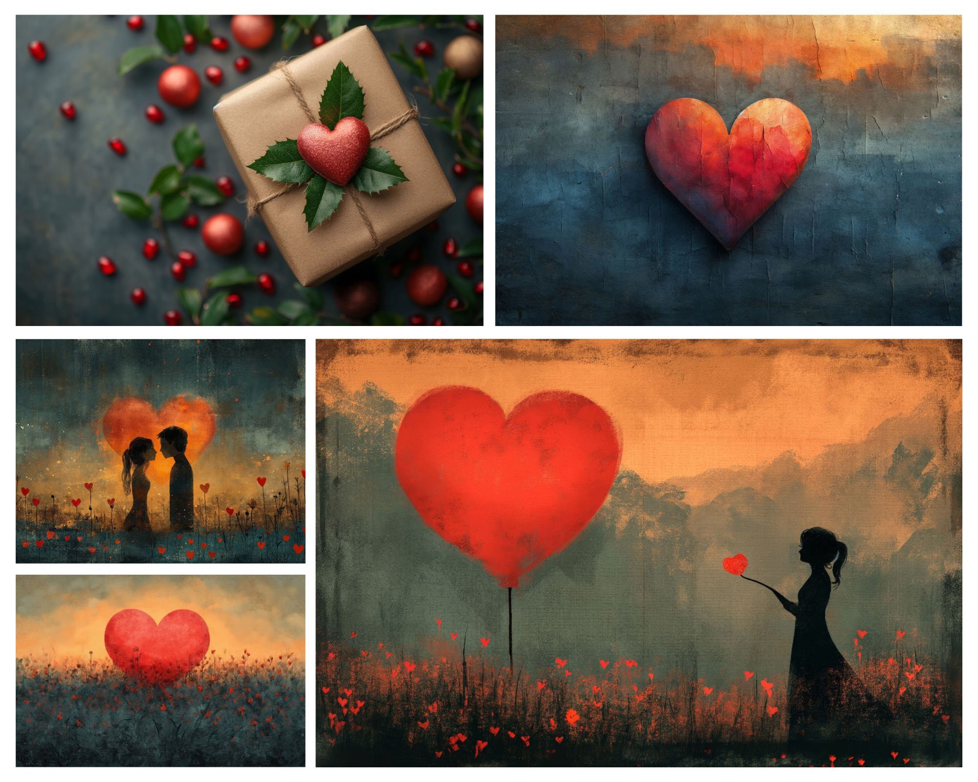 90 Valentine's Day Cards Without Text SET 7, Valentine's Day Art ...