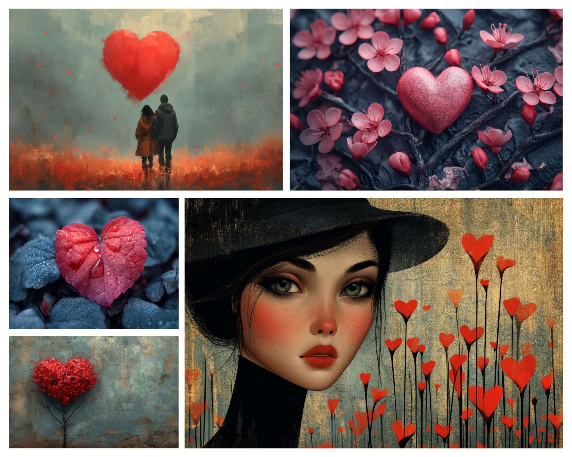 90 Valentine's Day Cards Without Text SET 7, Valentine's Day Art ...