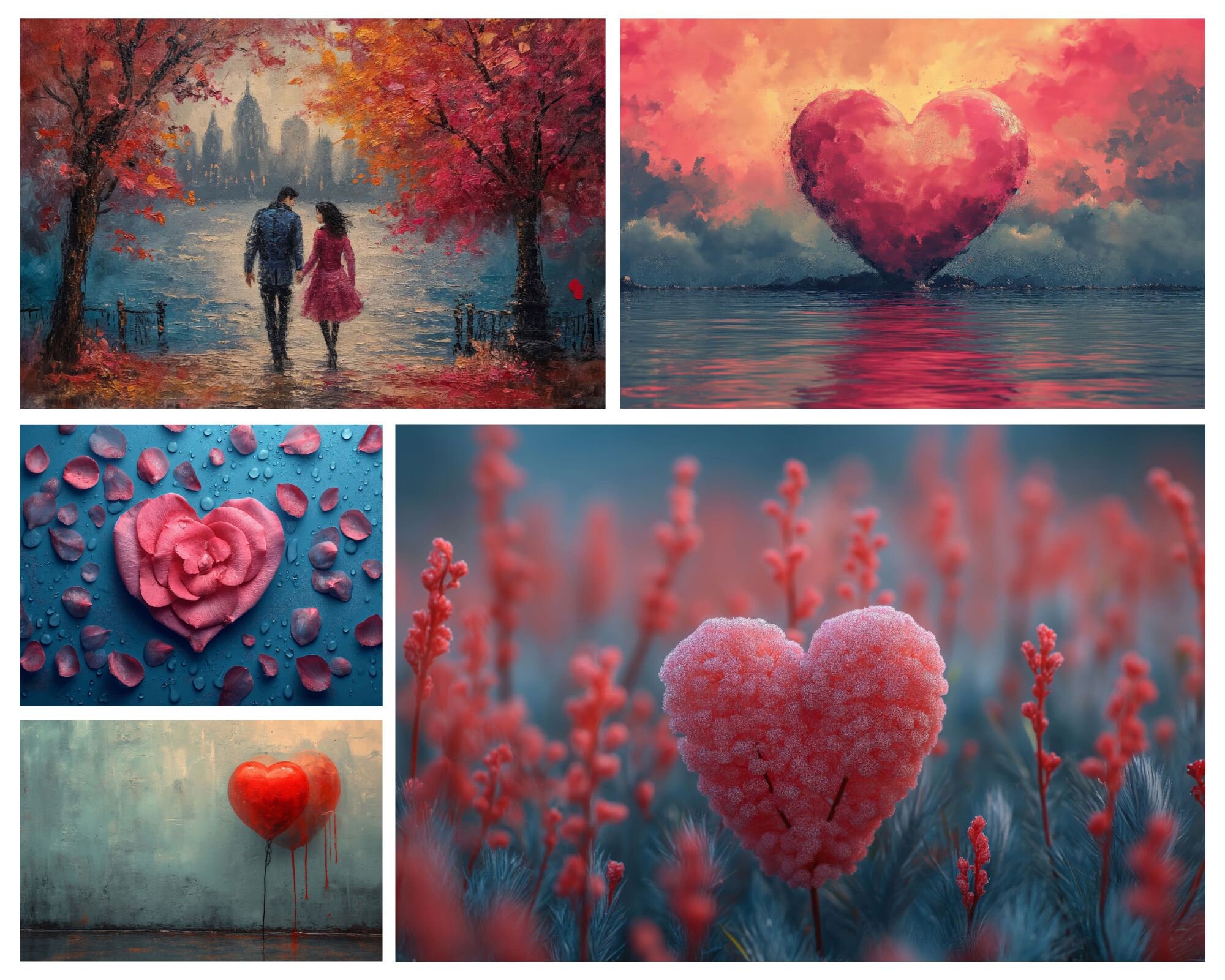 90 Valentine's Day Cards Without Text SET 7, Valentine's Day Art ...