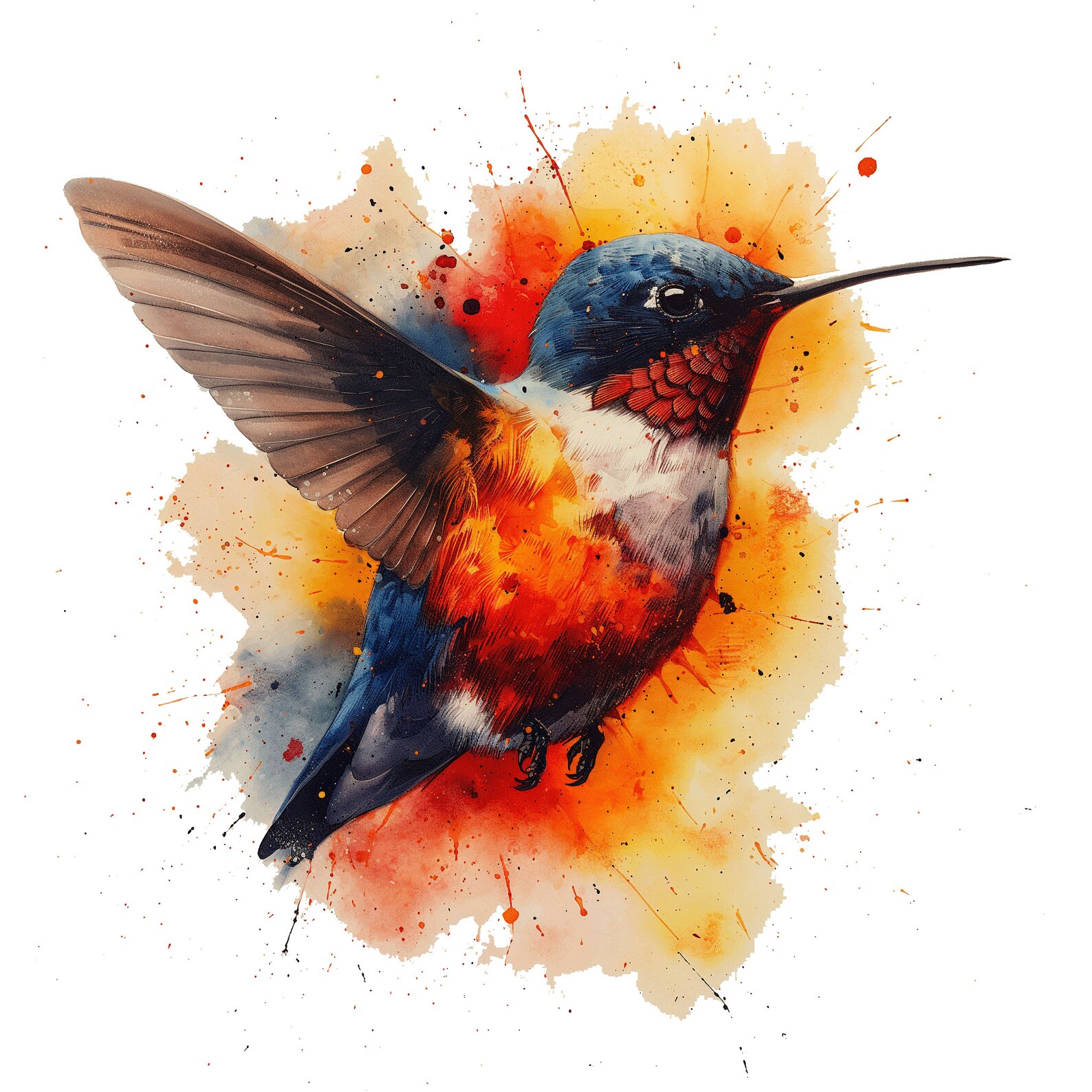 14 Vibrant Watercolor Hummingbirds PNG - High-res Transparent Digital ...
