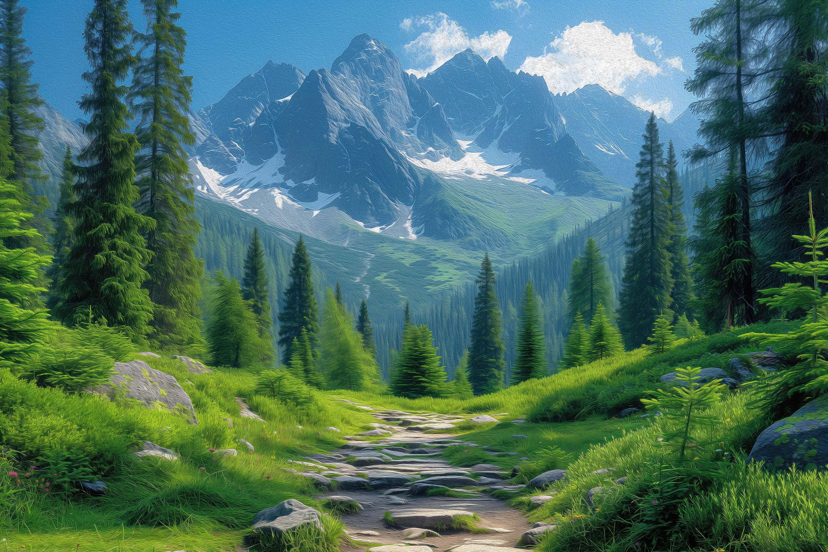 Printable 10 Mountain Landscape Oil Painting, Mountain Landscape Art ...