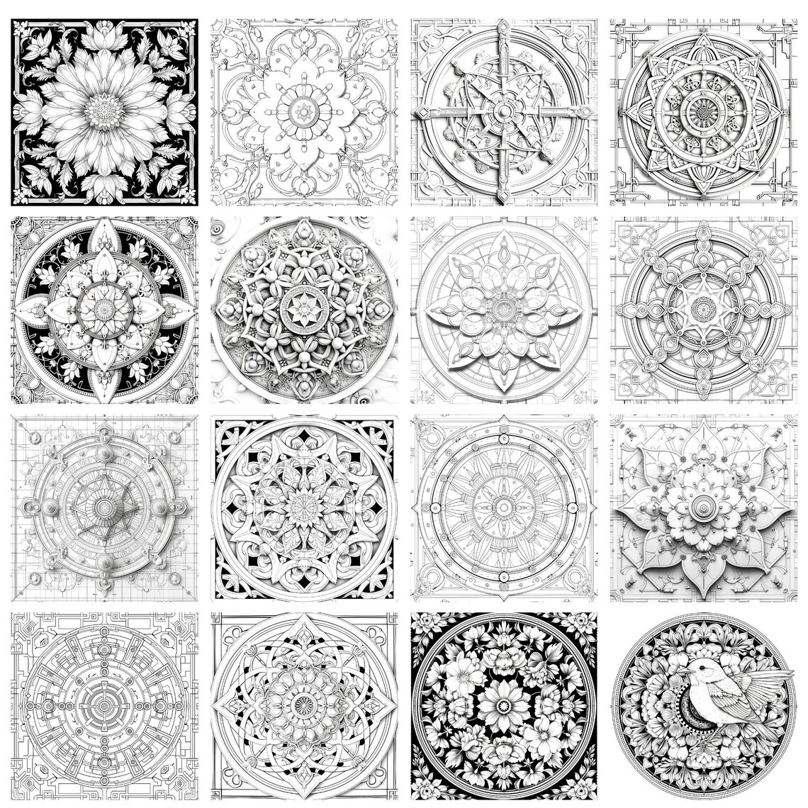 180 Mandala Coloring Pages, Coloring Pages for Adults and Children ...