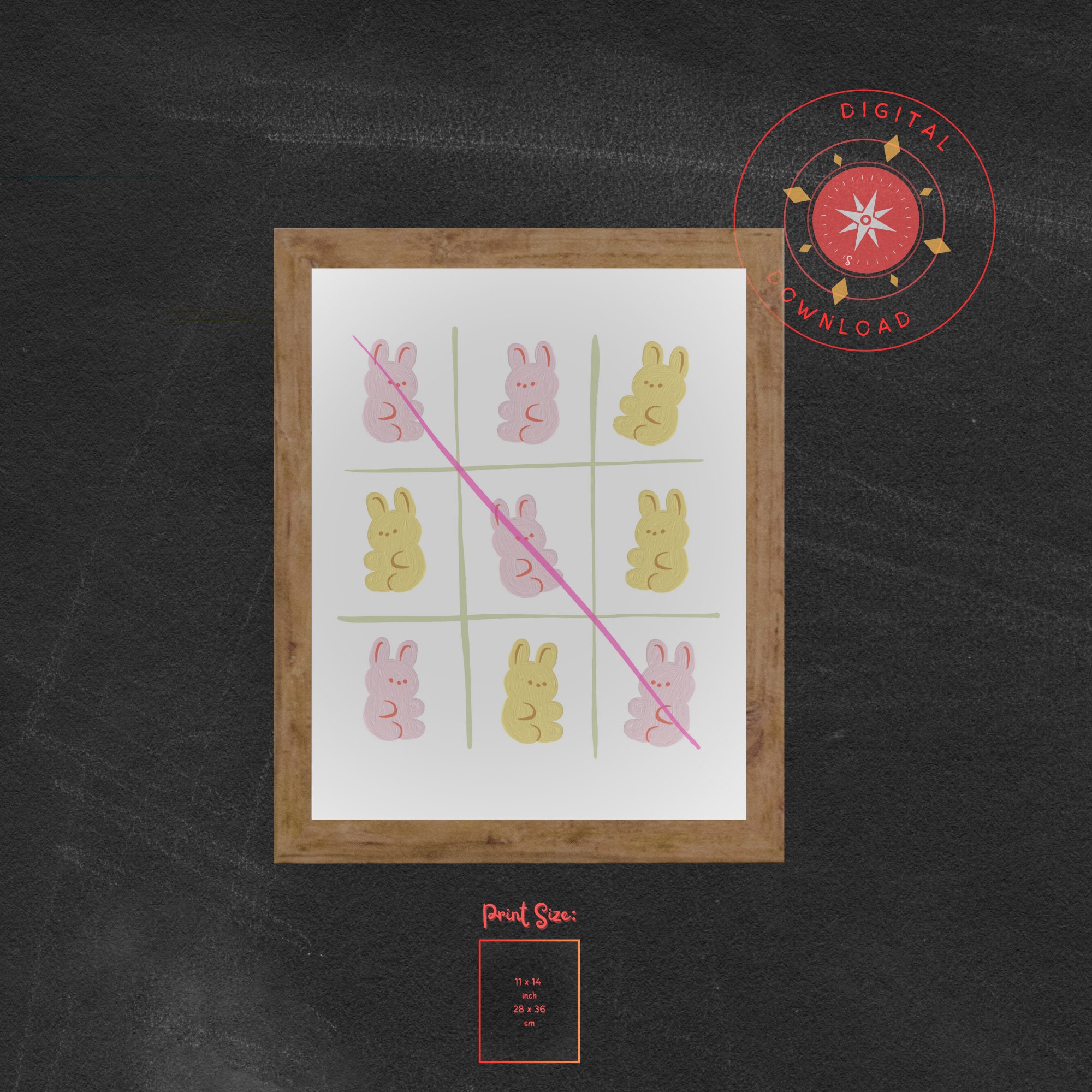 TICTACTOE Printable Digital Art, Digital Artwork, Digitalized, Children ...