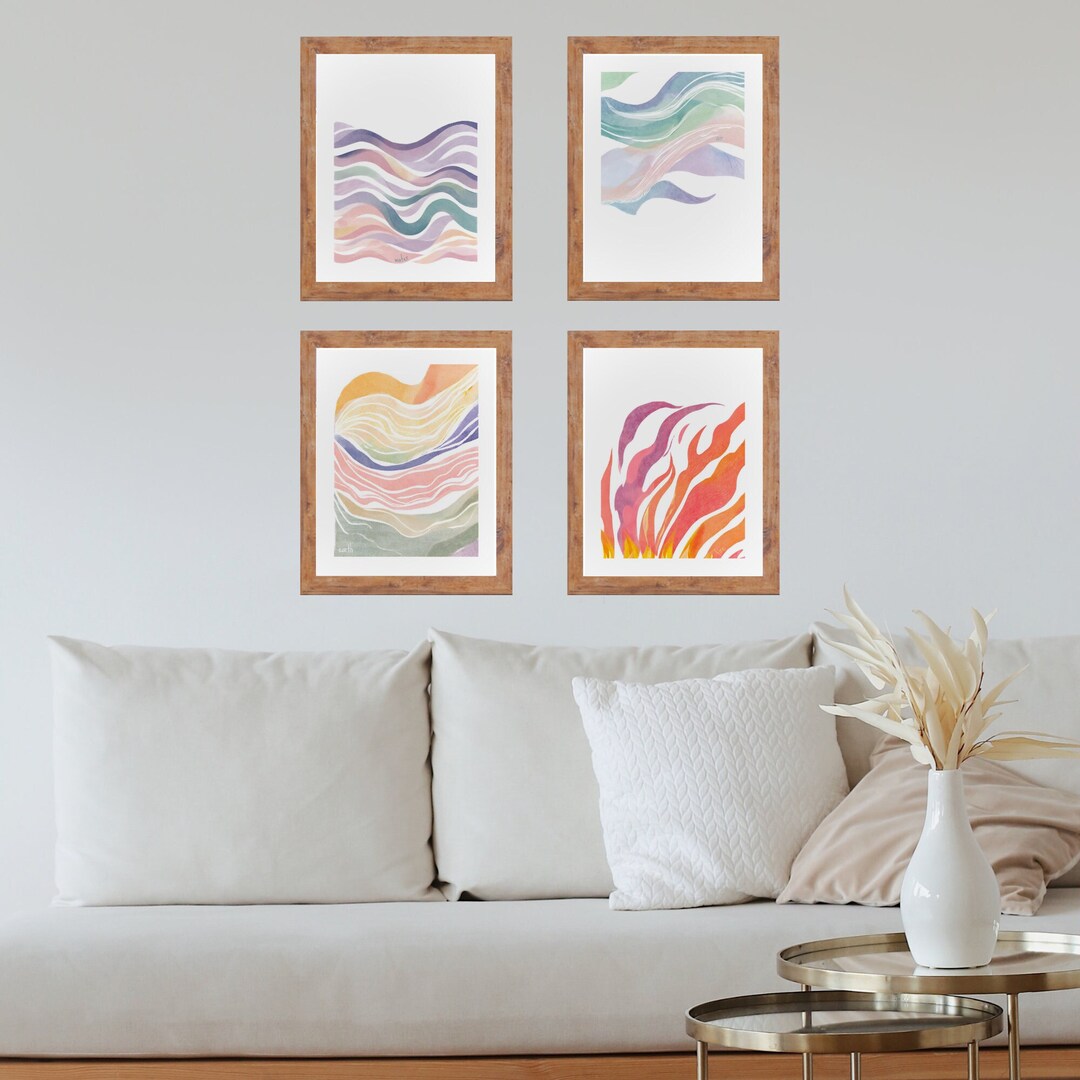 ELEMENTS Printable Digital Art, Set of 4 Modern Poster Printable, Home ...