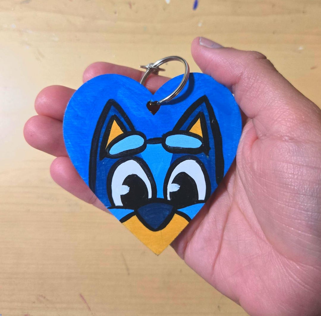 Bluey and Bingo Heart Keychain - Etsy
