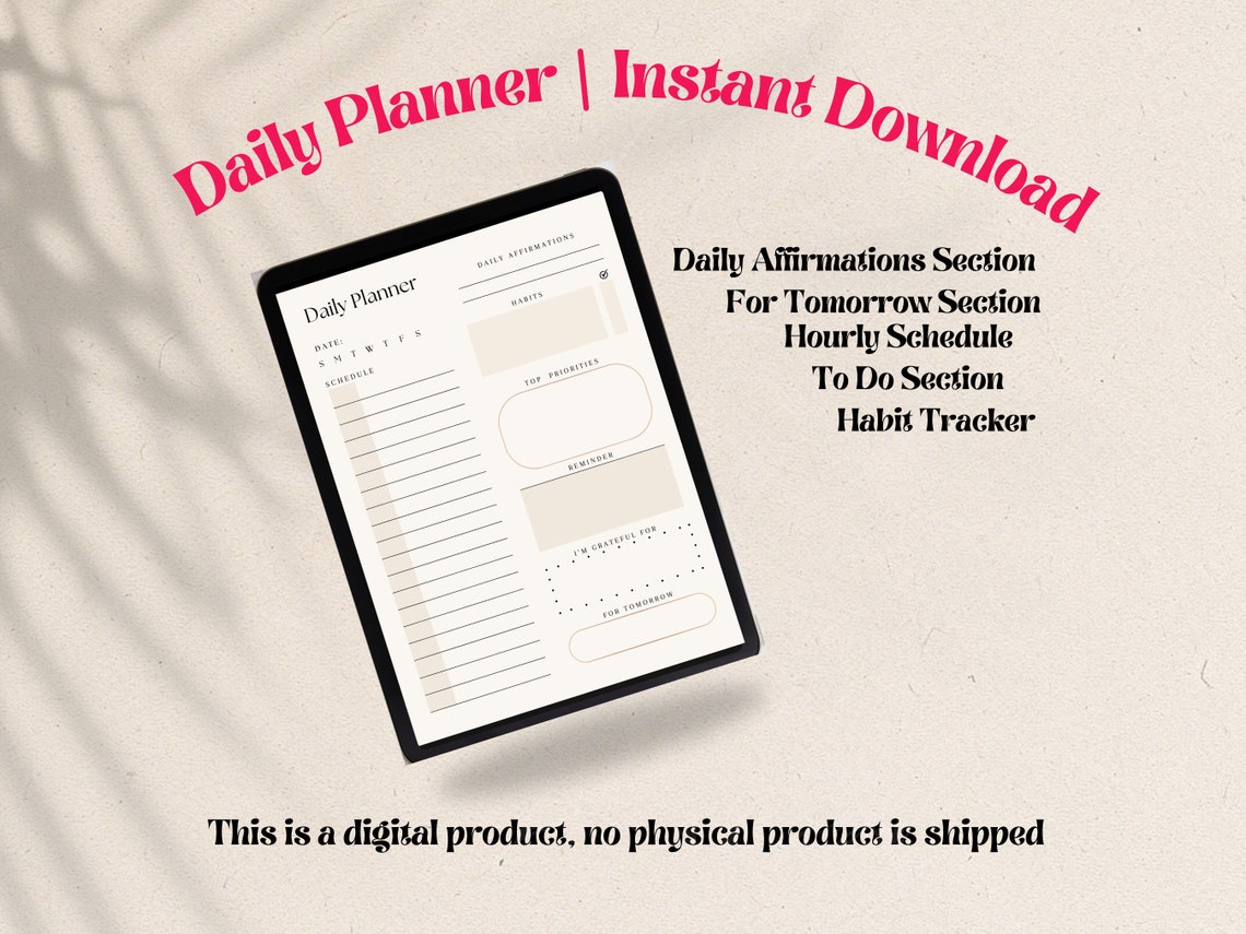 Digital Daily Planner Minimalist Planner Printable Template Undated ...
