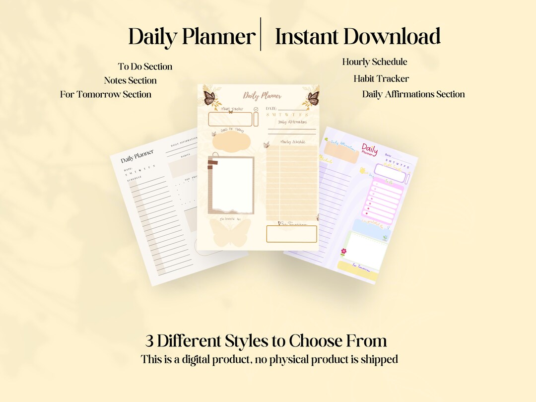 Digital Daily Planner Butterfly Planner Printable Undated Planner A4 ...