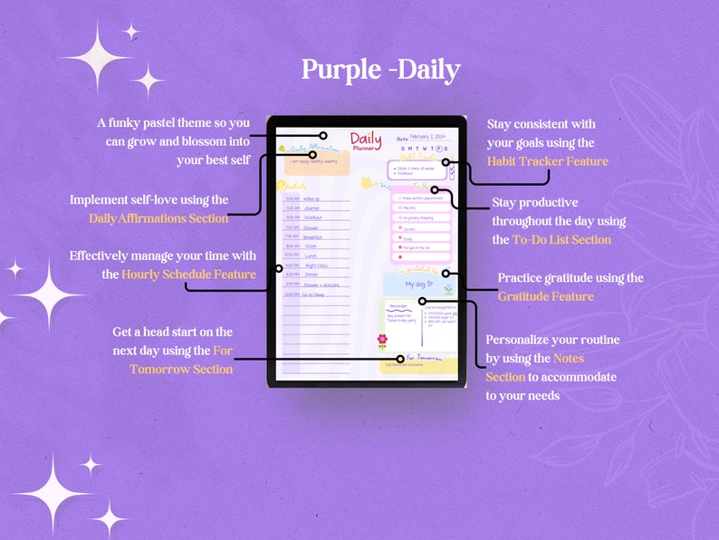 Digital Planner Bundlepurple Planner Printablepastel undated Planner A4 ...