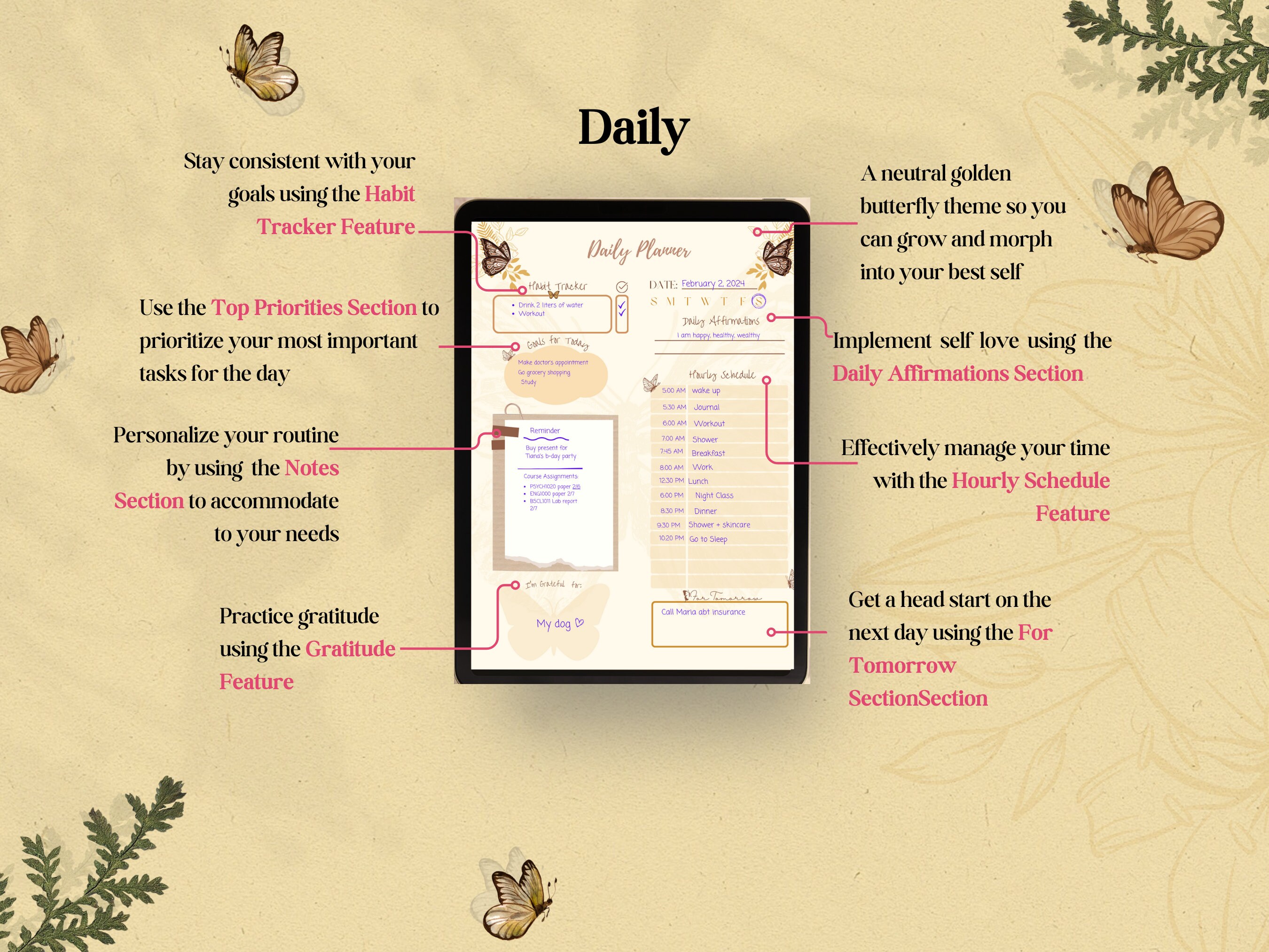 Digital Planner Bundle Butterfly Planner Printable undated Planner A4 ...
