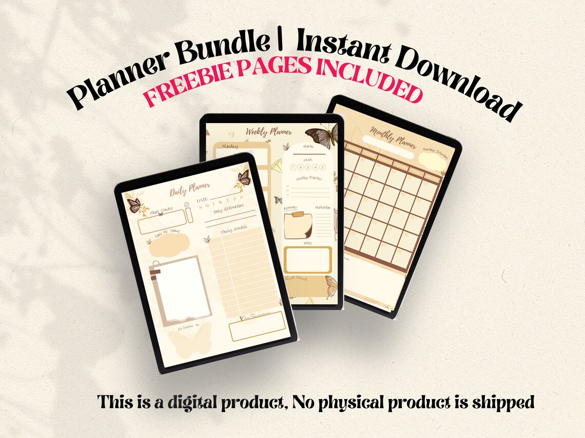 Digital Planner Bundle Butterfly Planner Printable undated Planner A4 ...