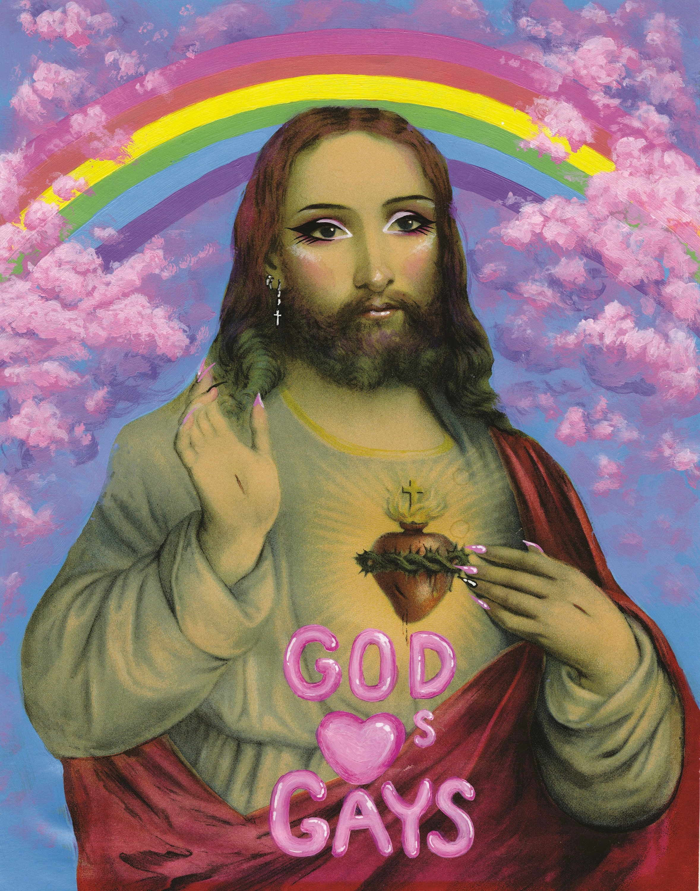 GOD LOVES GAYS - Yassified Jesus in Drag Print - Etsy