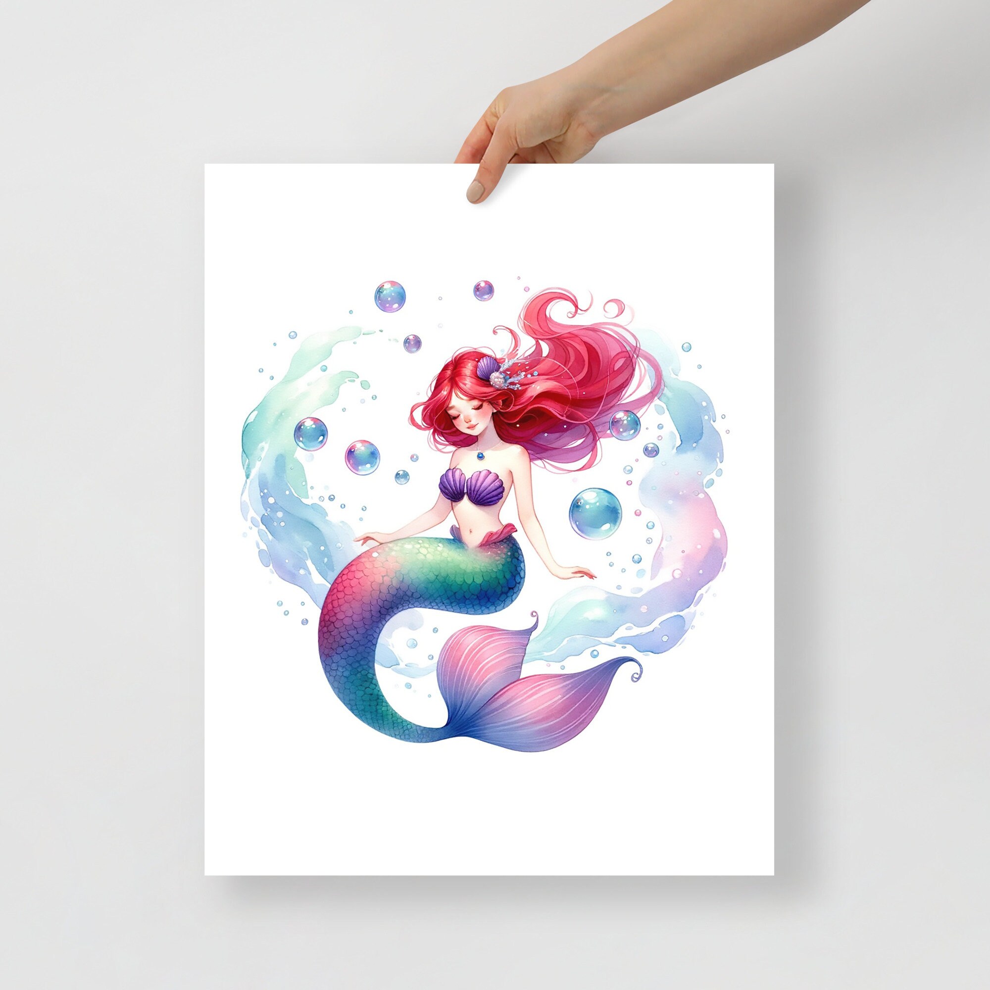 Ariel Poster, Mermaid Watercolor Art, Princess Nursery Print - Etsy