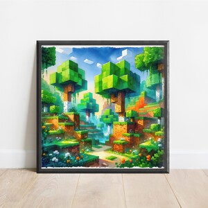 Minecraft Poster Version 2, Minecraft Wall Art, Minecraft Painting ...