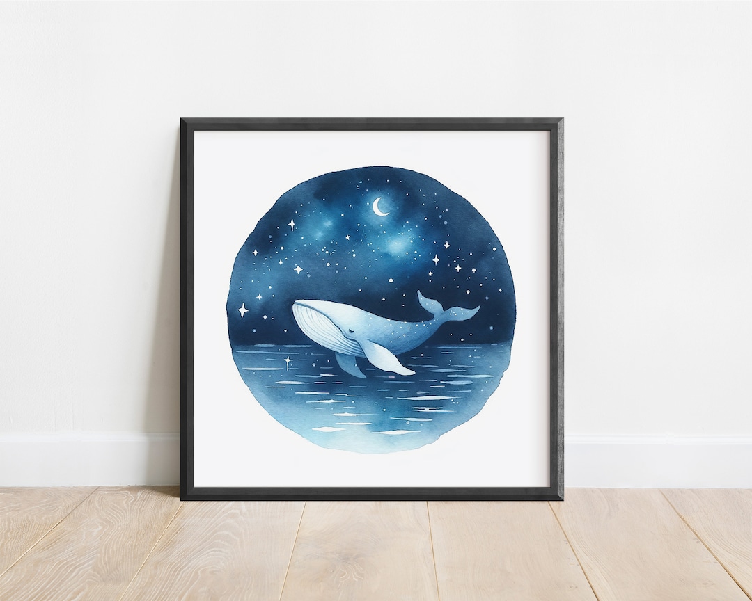 Watercolor Whale Poster, Ocean Animals Wall Art, Whale Nursery Print - Etsy
