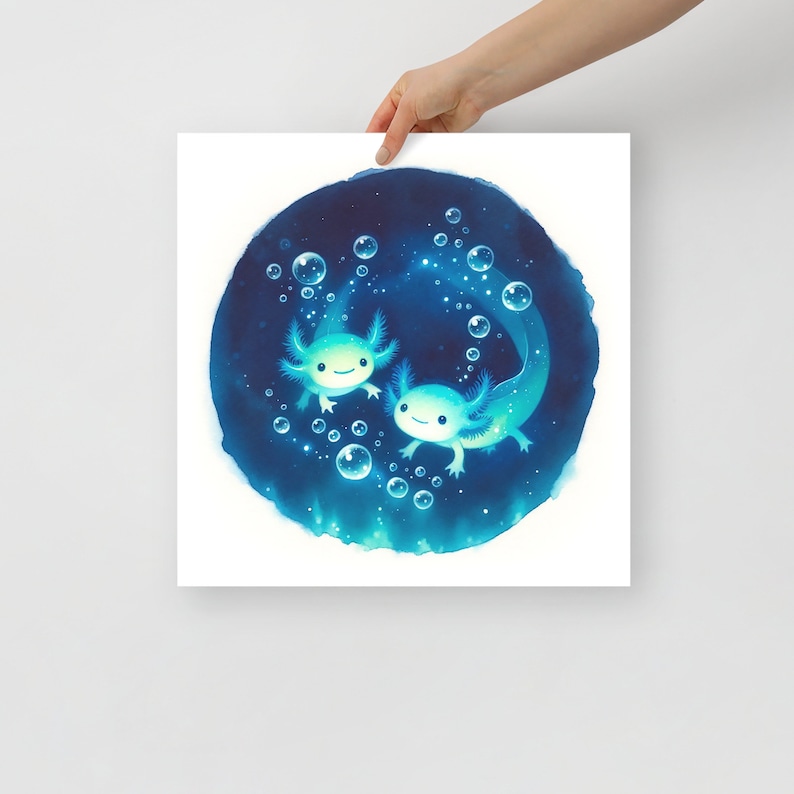 Cute Axolotl Poster, Watercolor Axolotl Print - Etsy