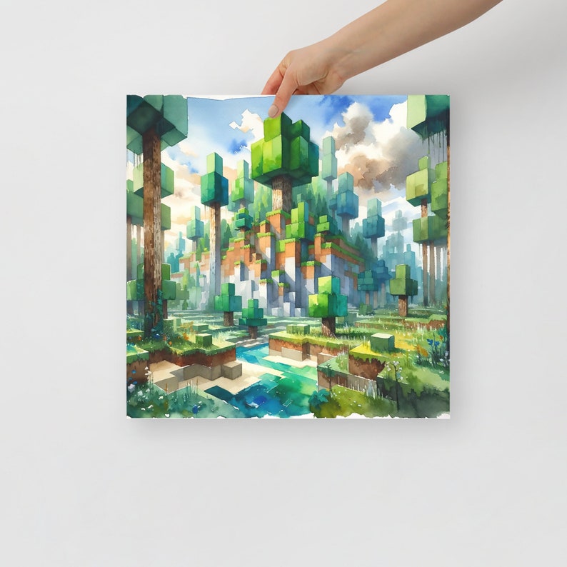 Minecraft Wall Art, Minecraft Forest Print - Etsy