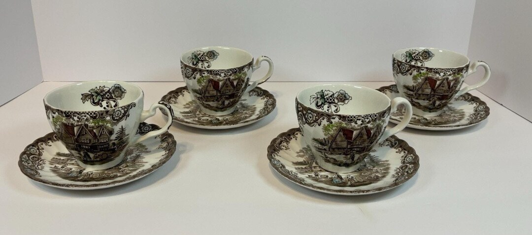 Heritage Hall Johnson Brothers Coffee Cup Saucer Colonial Overhang Set ...