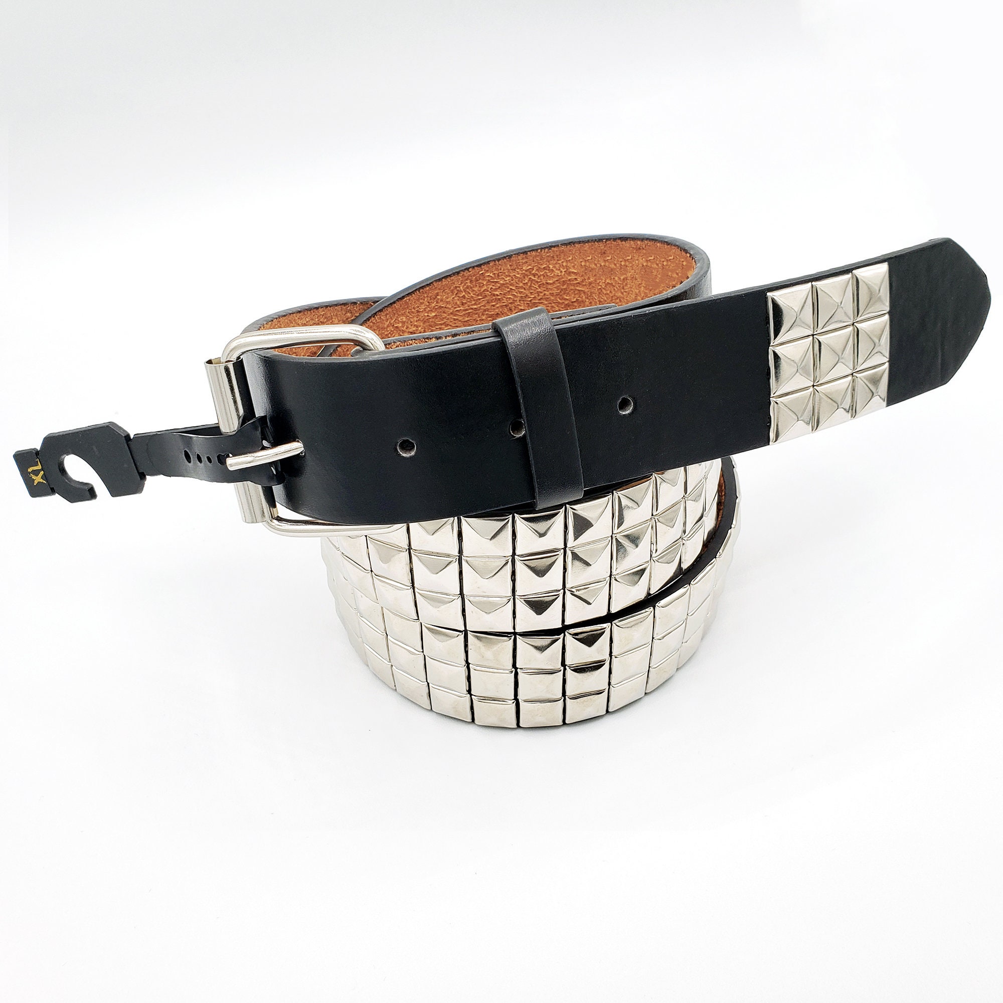 Silver Metal Studs Unisex 3-rows Pyramid Studded Belt Punk - Etsy