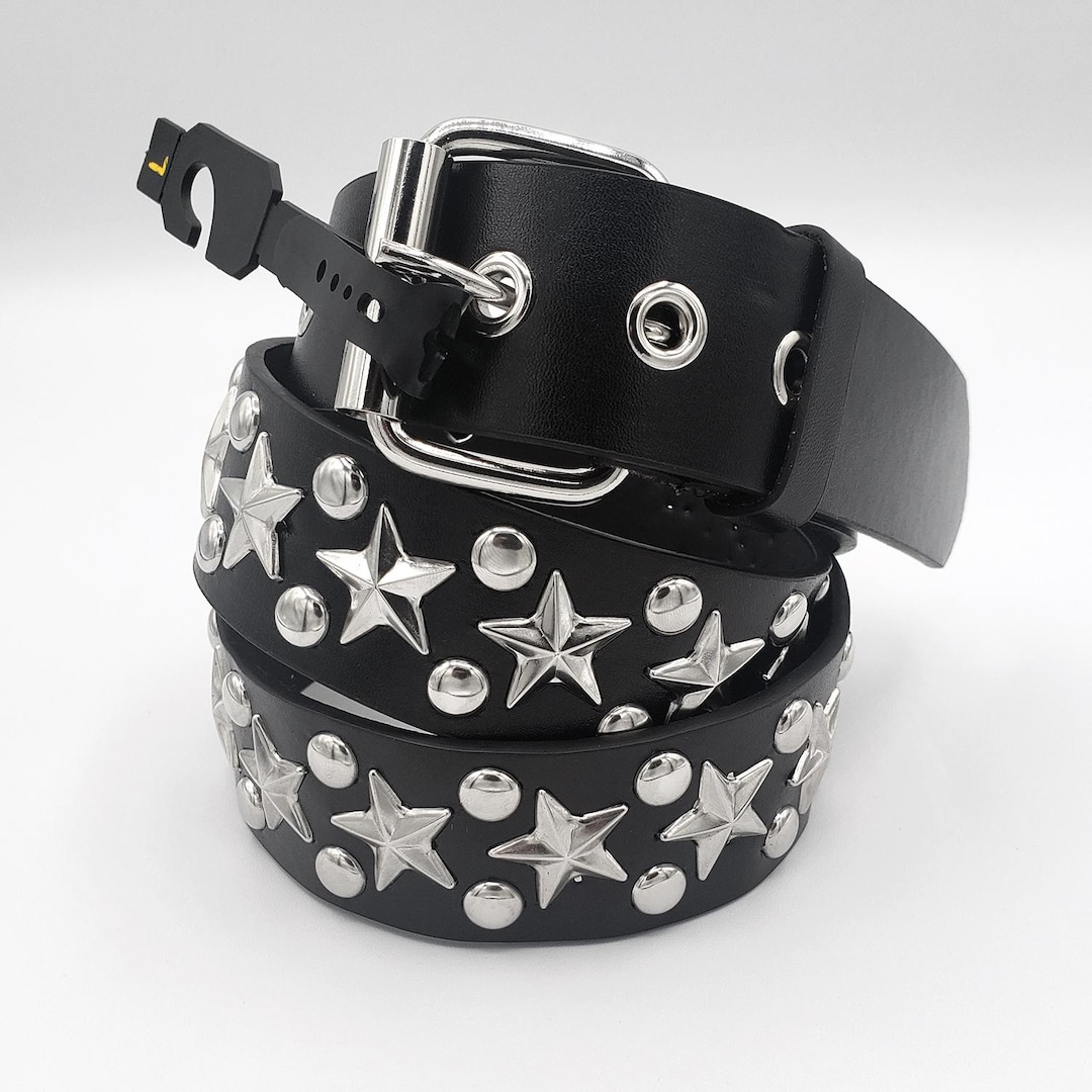 New Silver Color Star Shape Metal Studs 3-rows Studded Belt Punk - Etsy