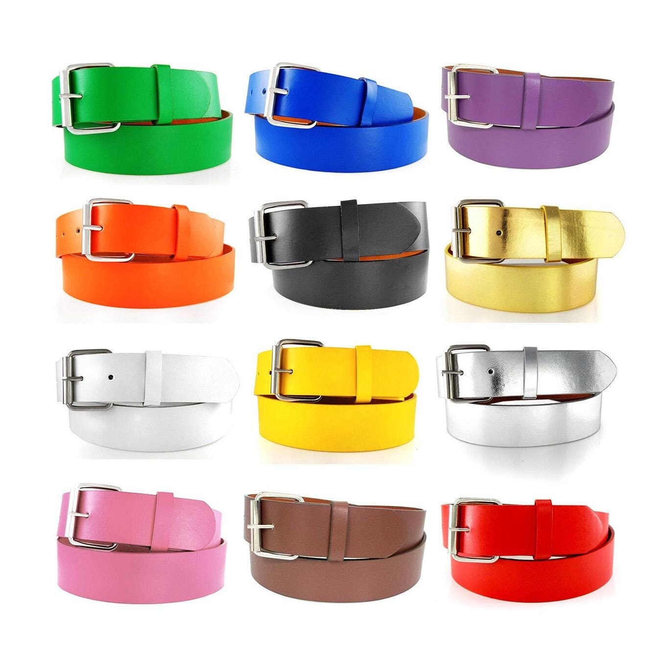 Snap-on Plain Leather Belt Removable Roller Buckle Solid Unisex Men ...