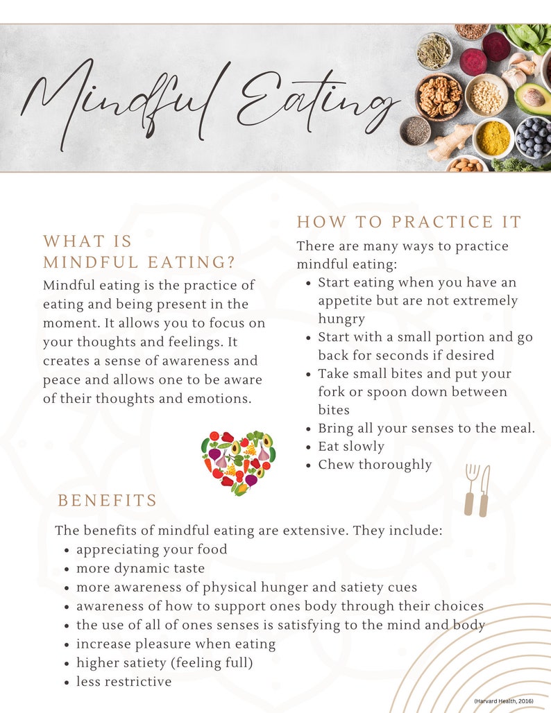 Mindful Eating Handout - Etsy