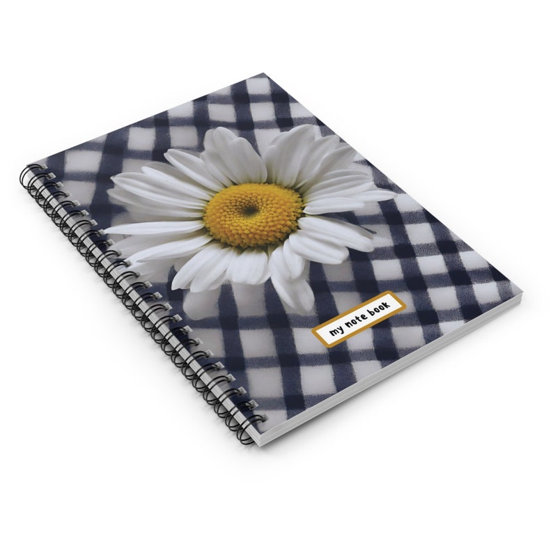Daisy Diary, Black and White Check Spiral Notebook With Daisy Design ...