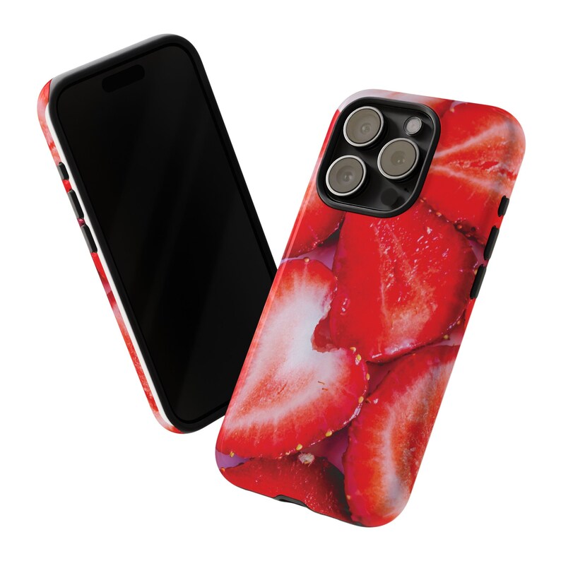 Strawberries Phone Case Red Strawberry Print, Red Phone Case Tough ...