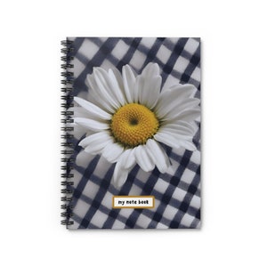 Daisy Diary, Black and White Check Spiral Notebook With Daisy Design ...