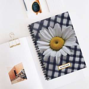 Daisy Diary, Black and White Check Spiral Notebook With Daisy Design ...