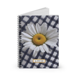 Daisy Diary, Black and White Check Spiral Notebook With Daisy Design ...