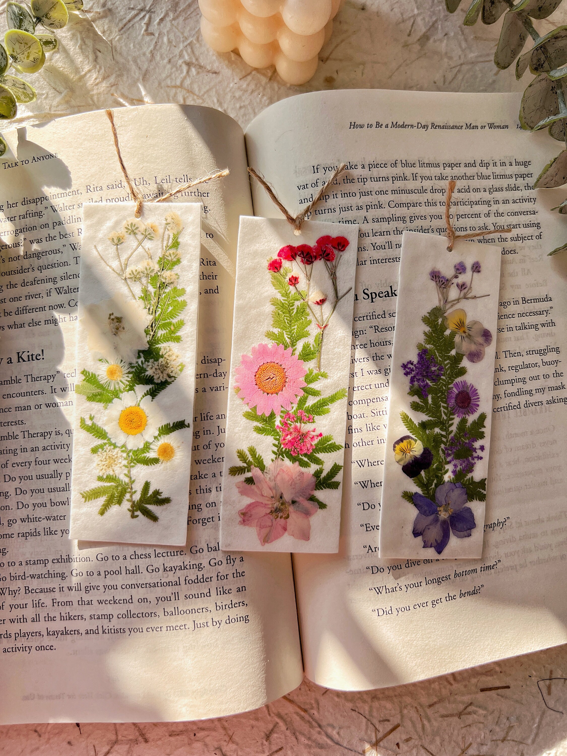 Pressed Flower Bookmarks Real Dried Flowers Bookmark for Women Bookmark ...