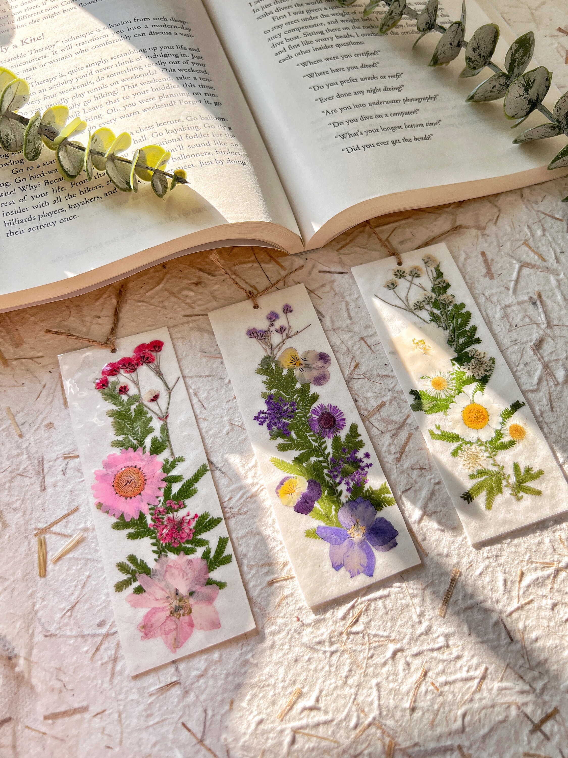 Pressed Flower Bookmarks Real Dried Flowers Bookmark for Women Bookmark ...