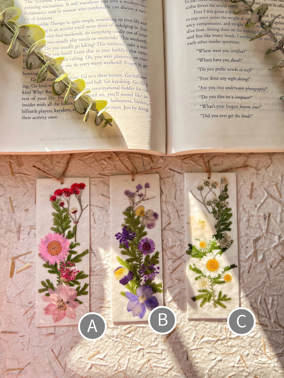 Pressed Flower Bookmarks Real Dried Flowers Bookmark for Women Bookmark ...