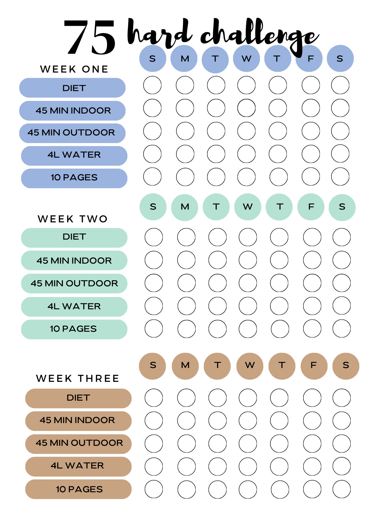 75 Hard Tracker, 75 Hard Challenge, 75 Hard Challenge Planner, 75 Hard Challenge Checklist ...