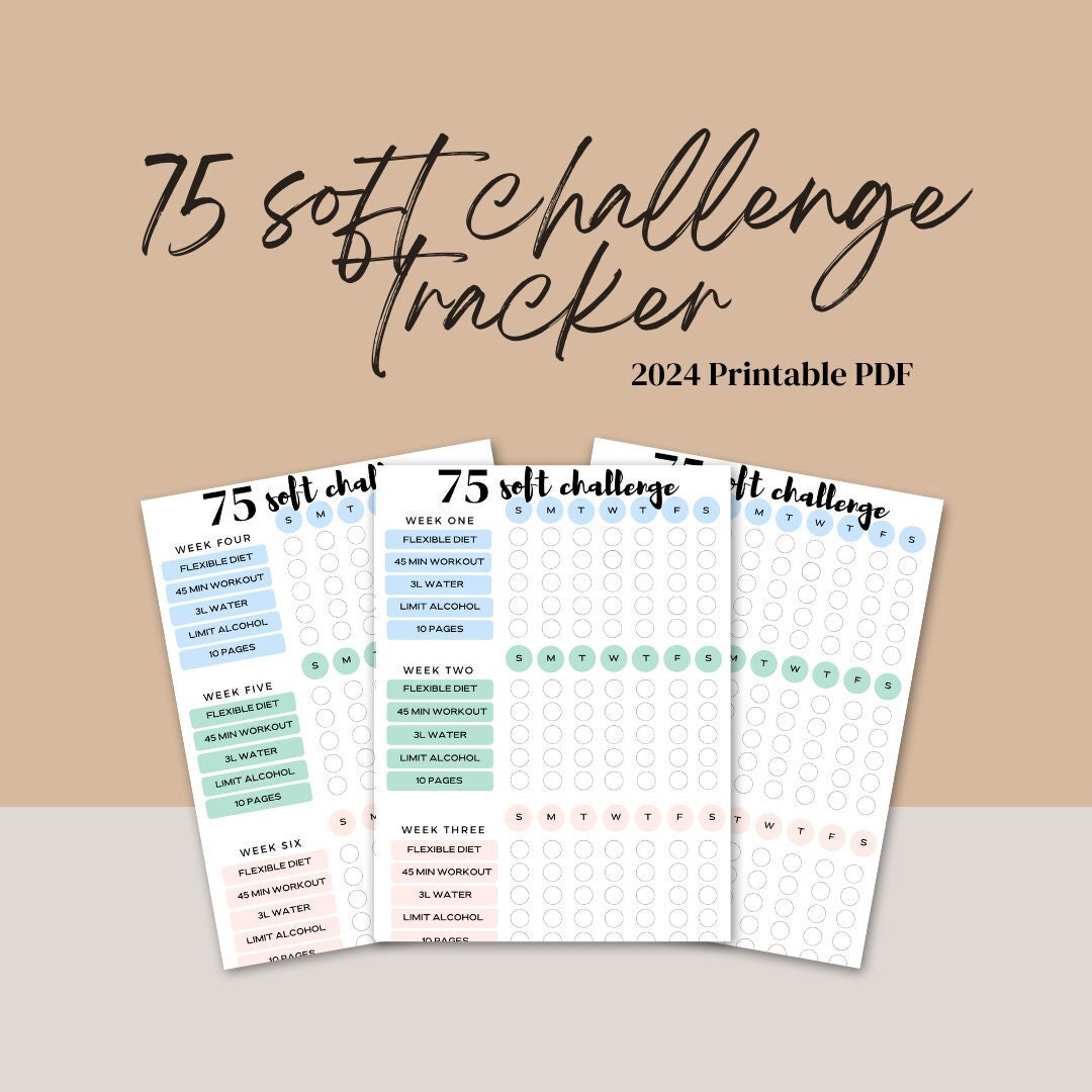 75 Soft Challenge Tracker, 75 Soft Challenge Planner, 75 Soft Challenge ...