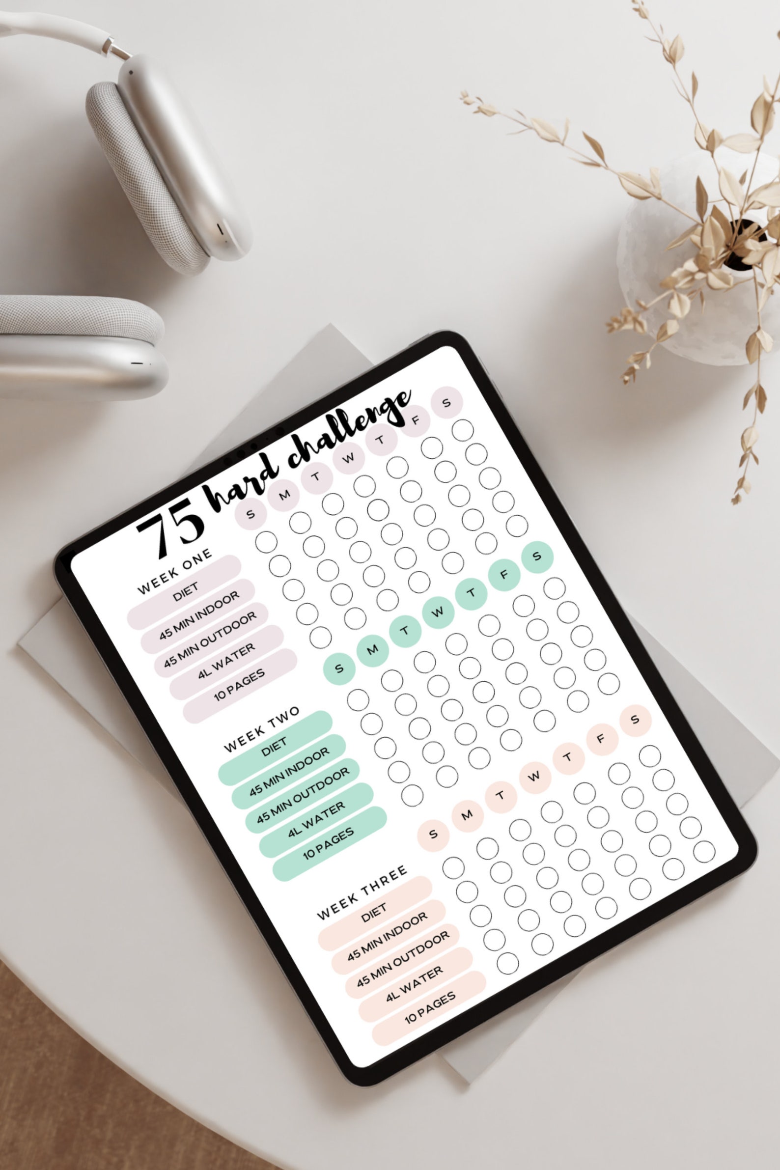 75 Hard Challenge Tracker, 75 Hard Challenge, 75 Hard Planner, 75 Hard ...