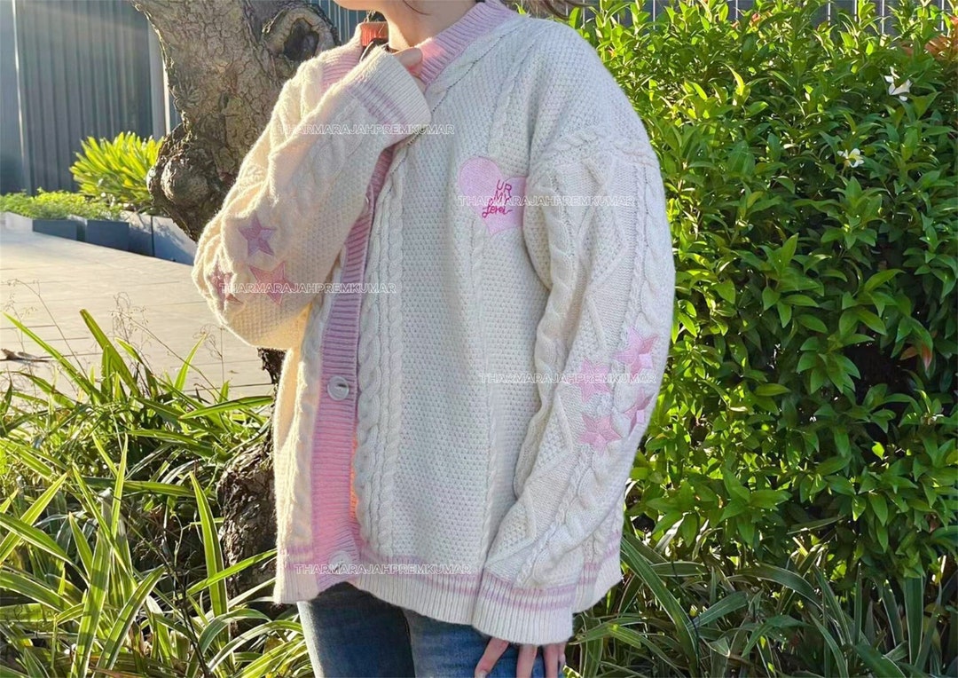 Ur My Lover Cardigan/star Embroidered Cardigan/v-neck Oversized Cute ...