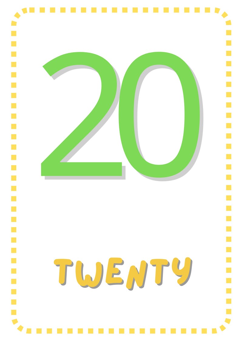 Numbers Flash Cards for Kids From 1 to 20, Simple Numbers Flash Cards ...