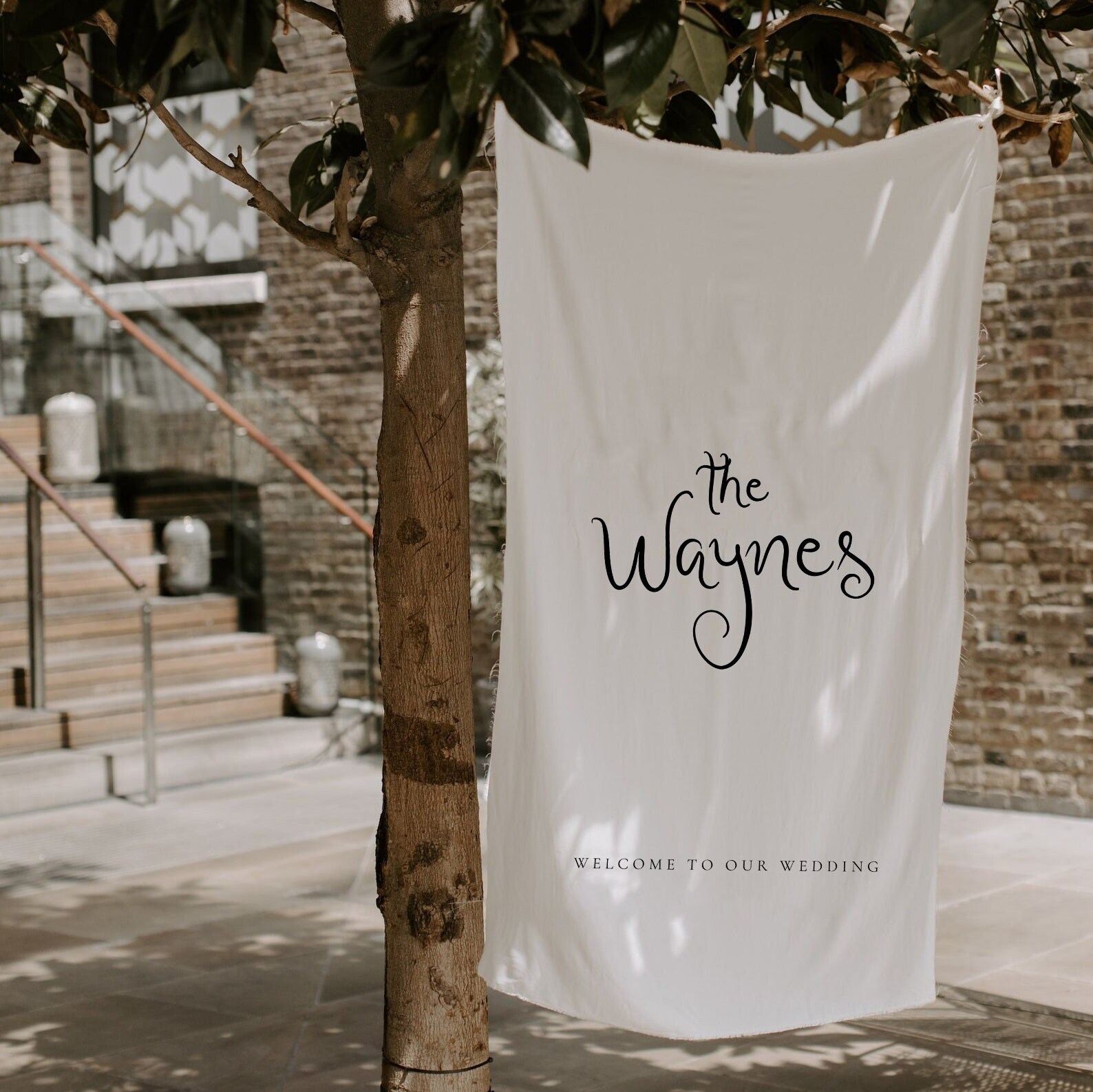 Fabric Wedding Sign Template, Material Wedding Reception Sign, Modern ...