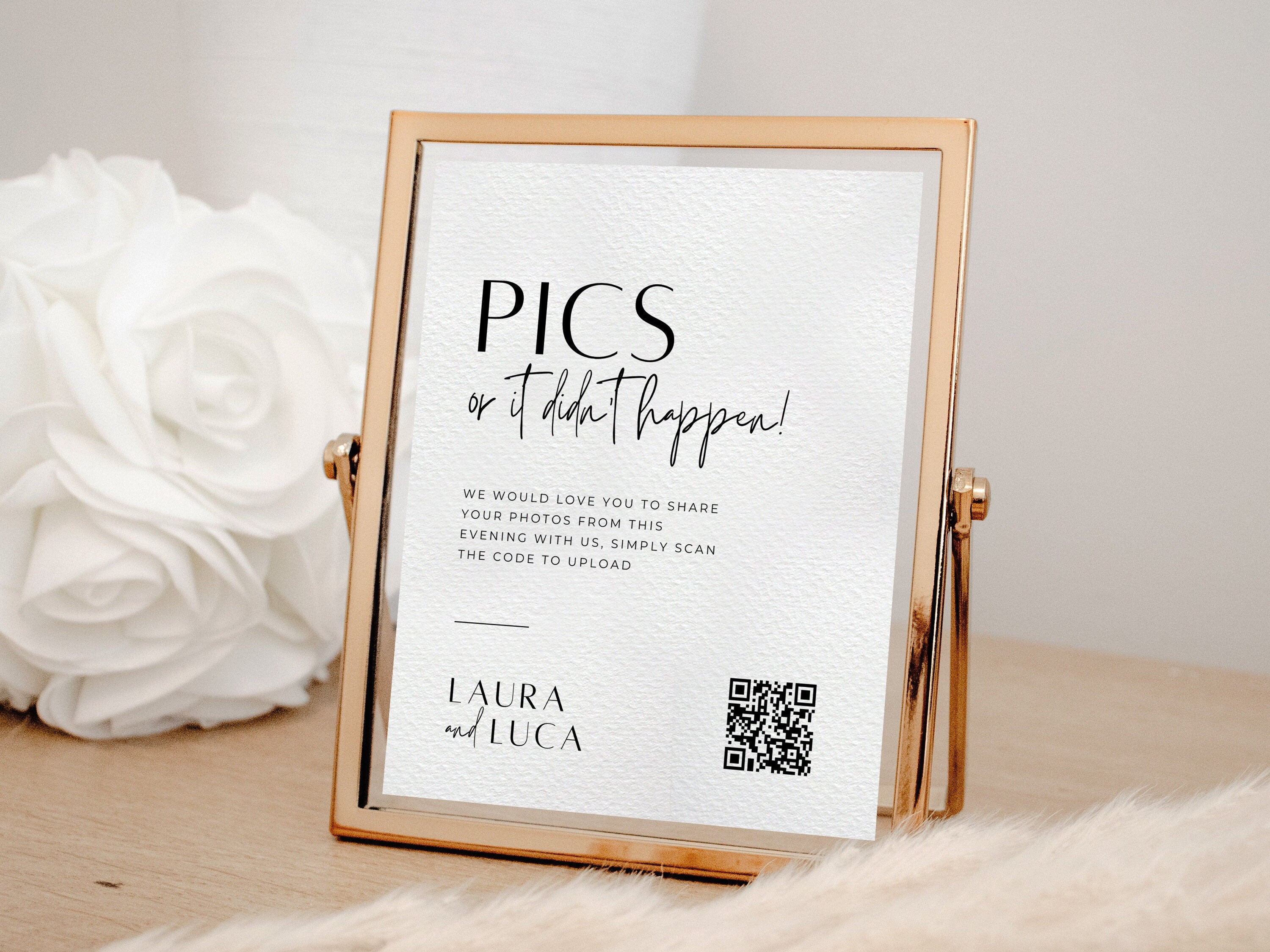 Pics or It Didn't Happen Sign, Wedding QR Code Sign, Wedding Photo Sign ...