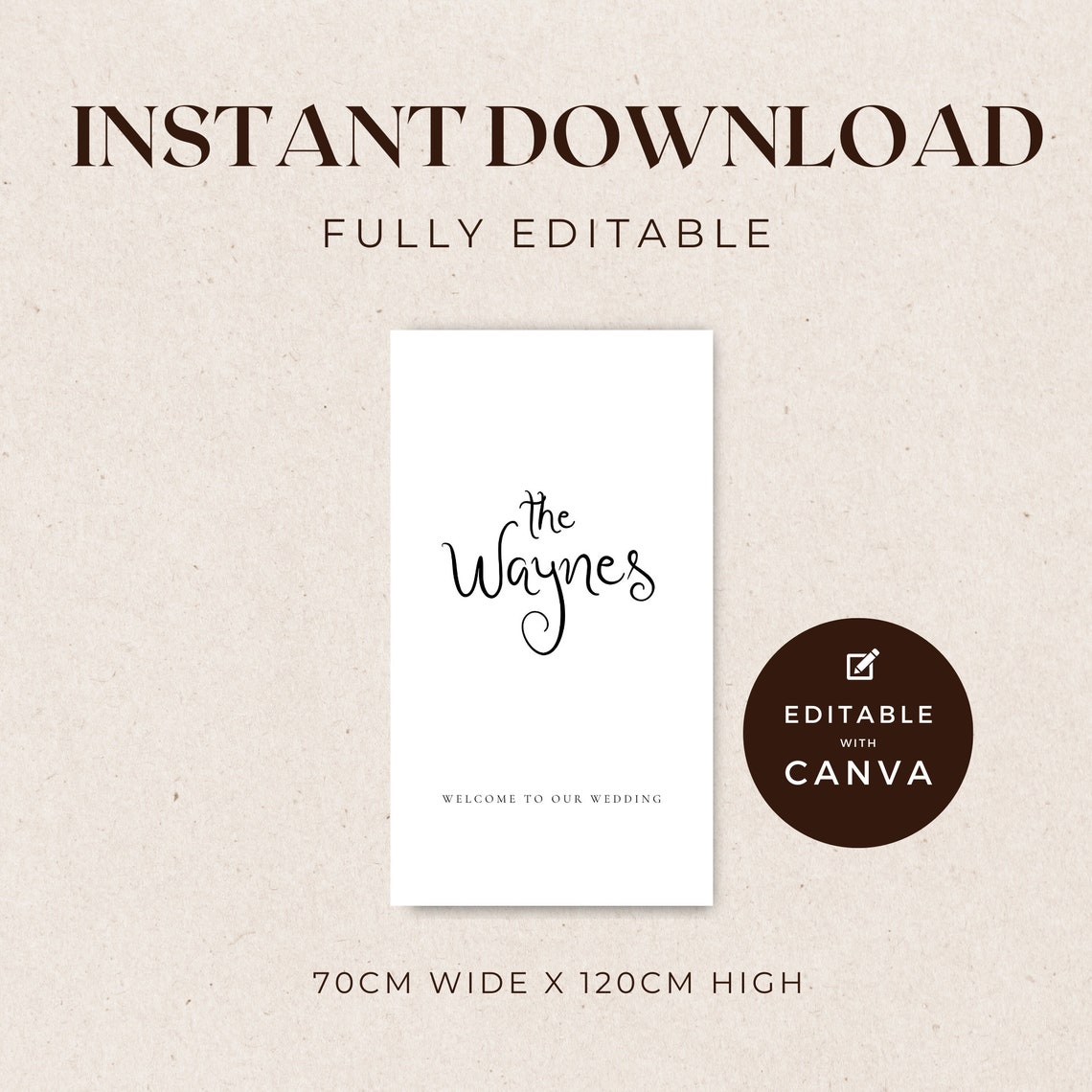 Fabric Wedding Sign Template, Material Wedding Reception Sign, Modern ...