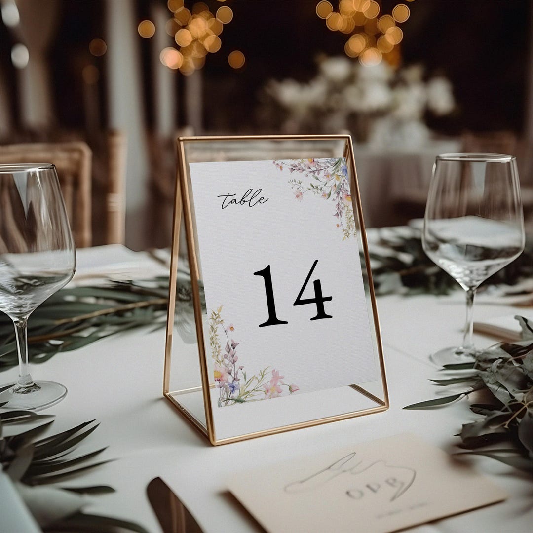 Wildflower Table Numbers Template, Printable Wedding Table Cards ...