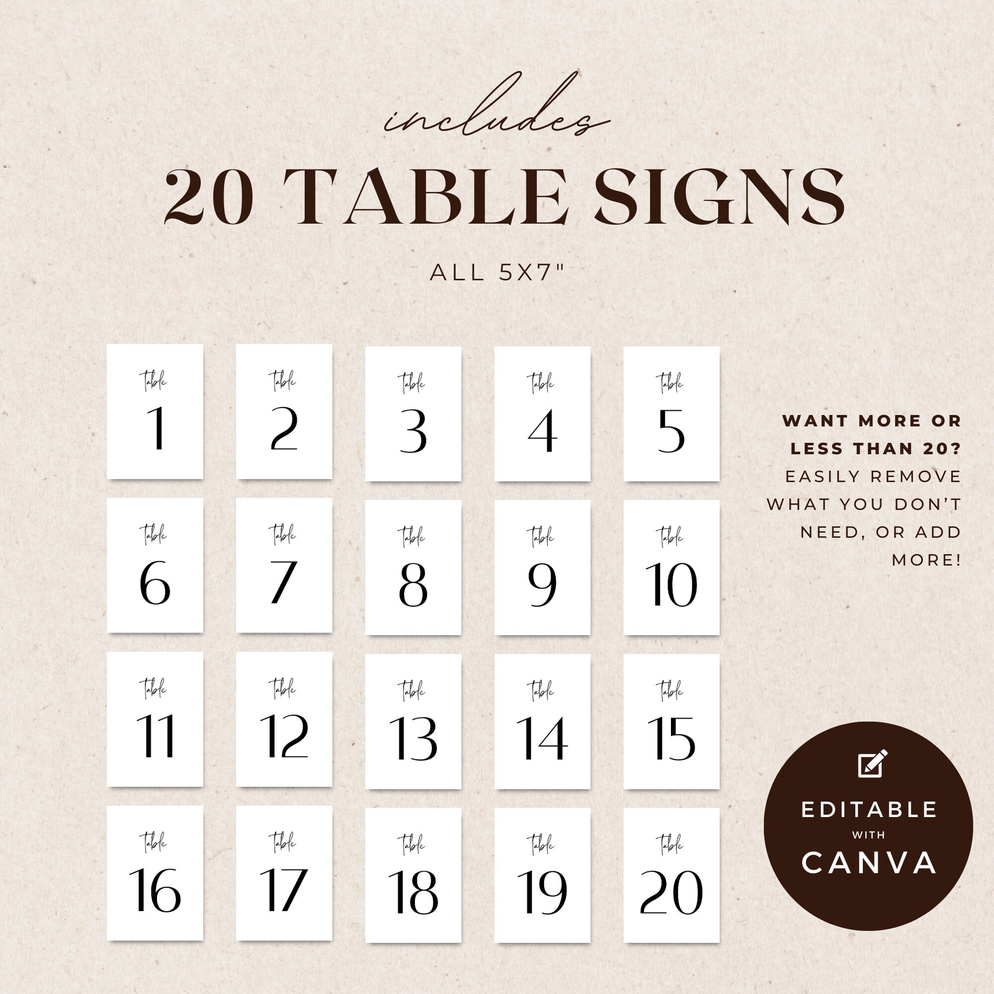 Printable Minimal Table Numbers, Printable Simple Table Numbers, Find ...
