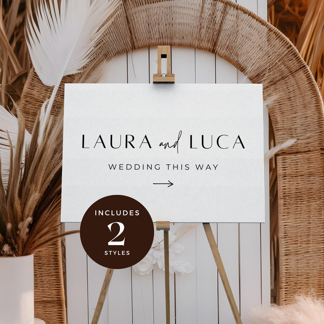 Minimal Wedding Direction Sign Template, This Way to Wedding, Wedding ...