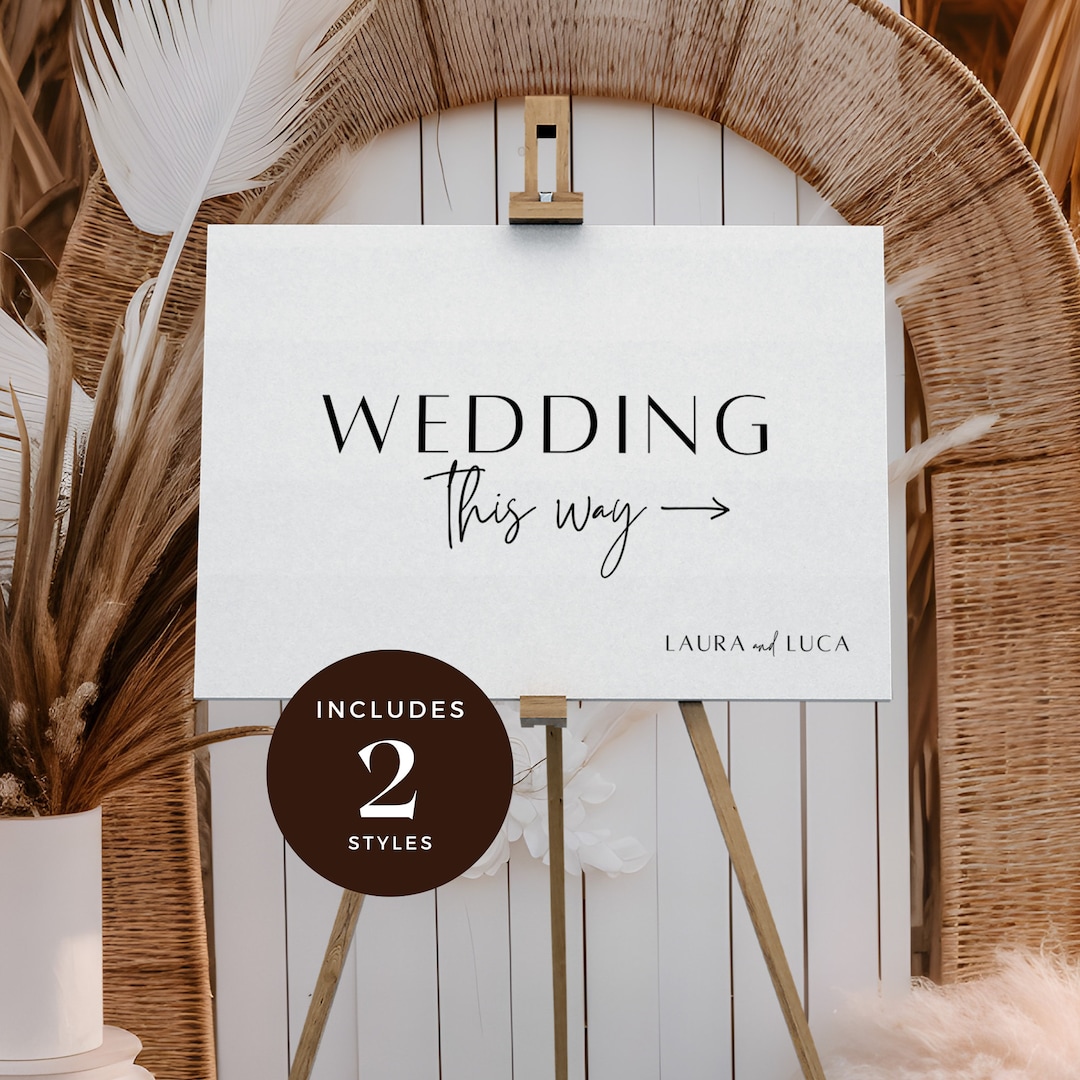 Minimal Wedding Direction Sign Template, This Way to Wedding, Wedding ...