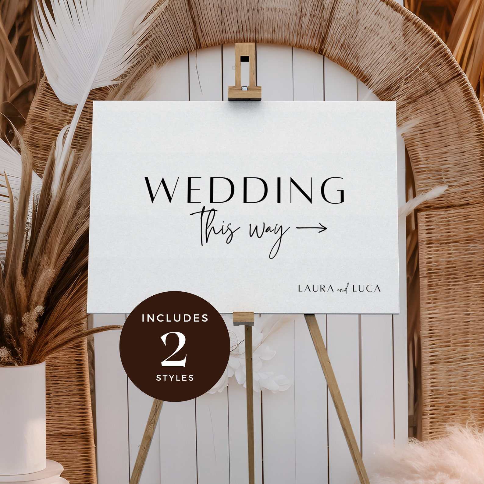 Minimal Wedding Direction Sign Template, This Way to Wedding, Wedding ...