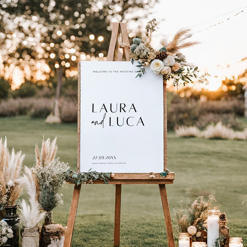 Minimal Wedding Welcome Sign, Minimalist Wedding Reception Sign, Modern ...