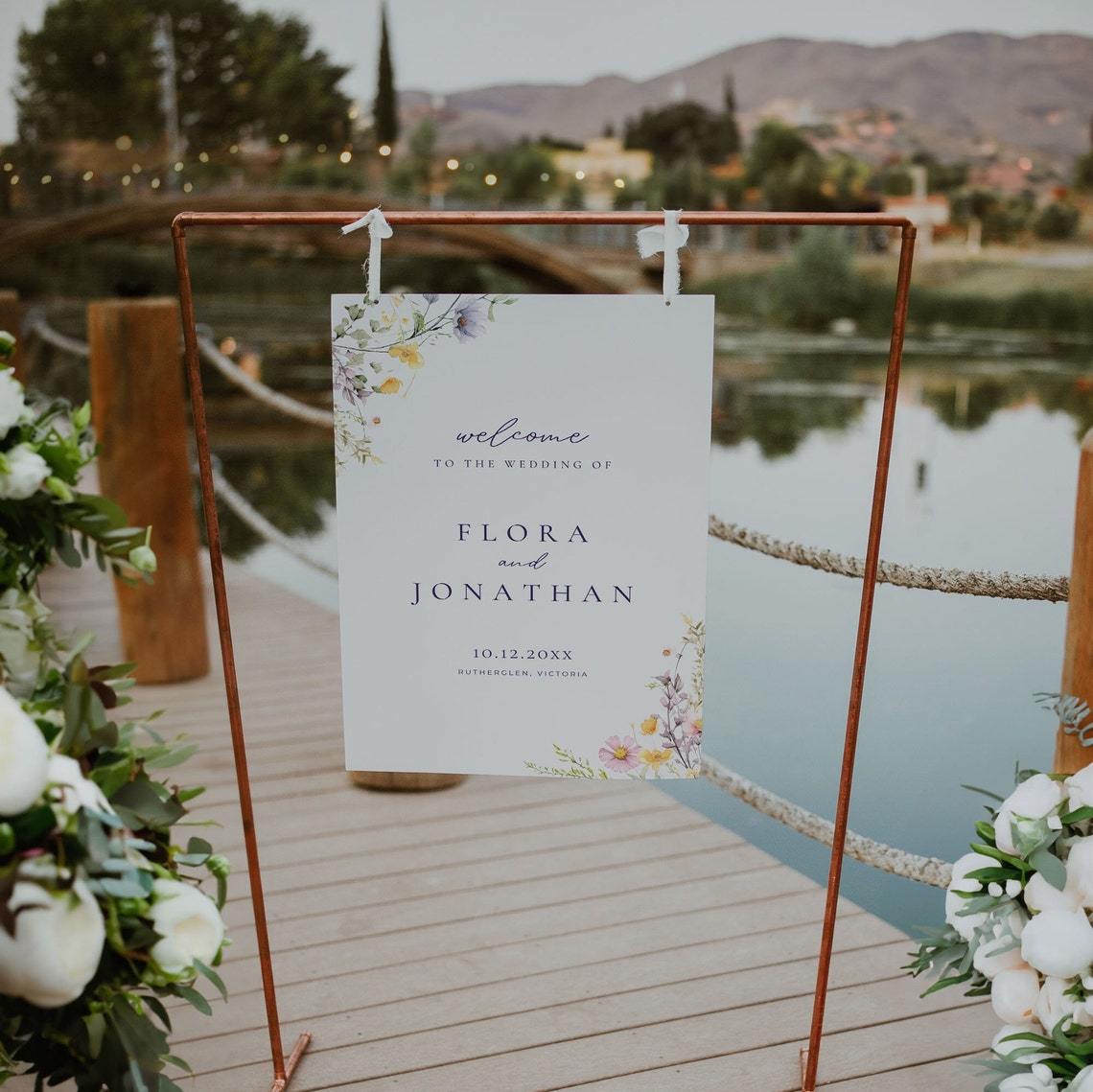 Wildflower Wedding Welcome Sign, Floral Wedding Sign Template, Wedding ...